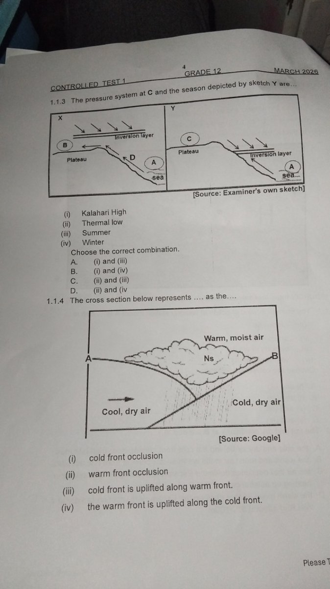 CONTROLLED TEST 1 GRADE 12 MARCH 2026 1.1.3 The pressure system at C and..