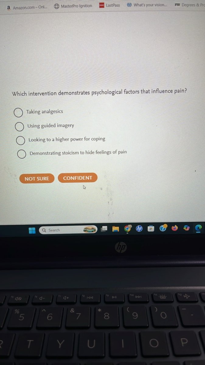 Which intervention demonstrates psychological factors that influence pain..