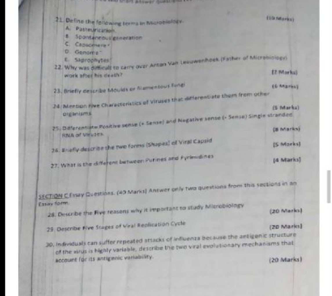 Here are a series of questions related to Microbiology and Virology. Plea..