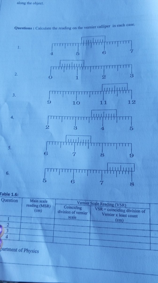 Calculate the reading on the vernier calliper in each case. Diagram of a..