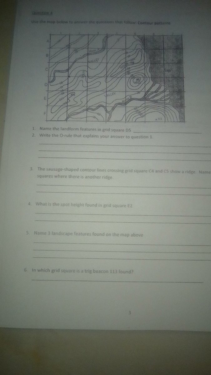 Use the map below to answer the questions that follow: Contour patterns