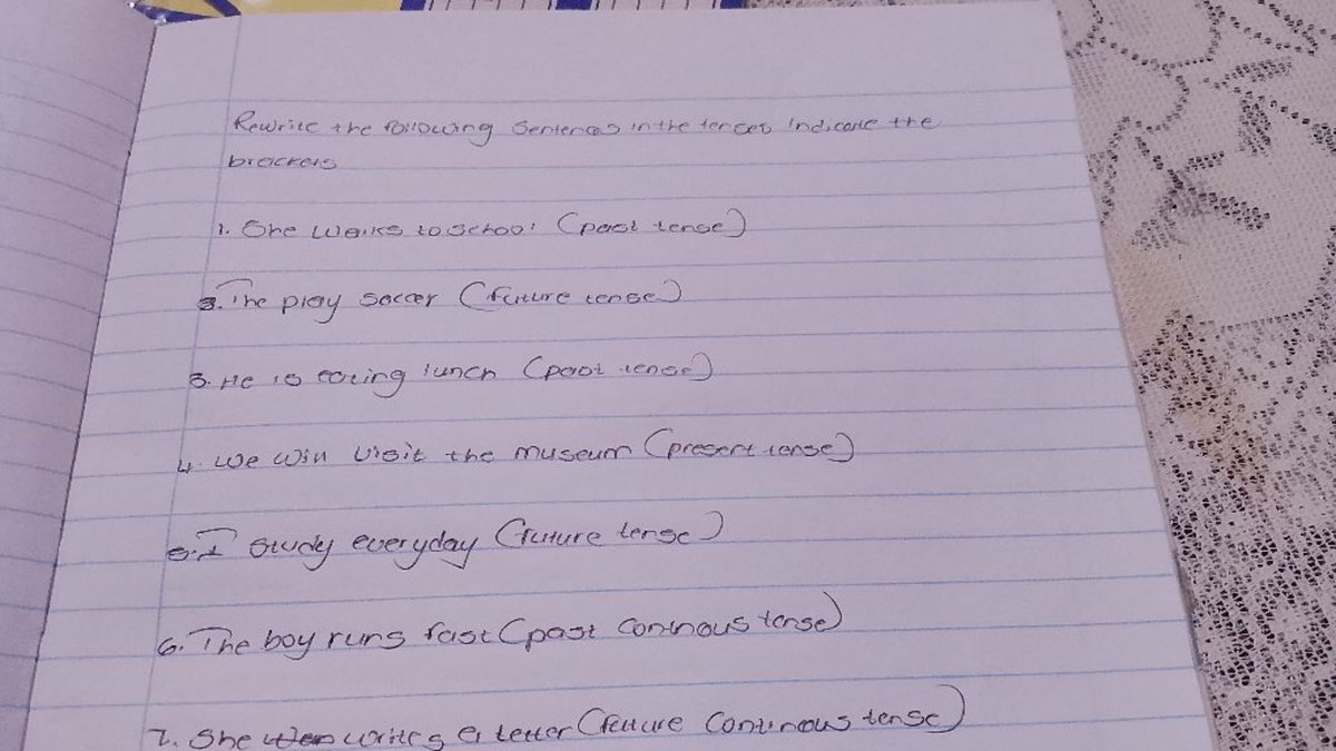 Rewrite the following sentences in the tenses indicated in the brackets: