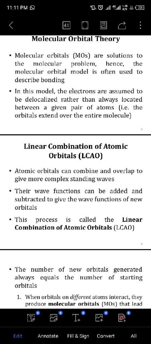 Explain Molecular Orbital Theory and Linear Combination of Atomic Orbital..