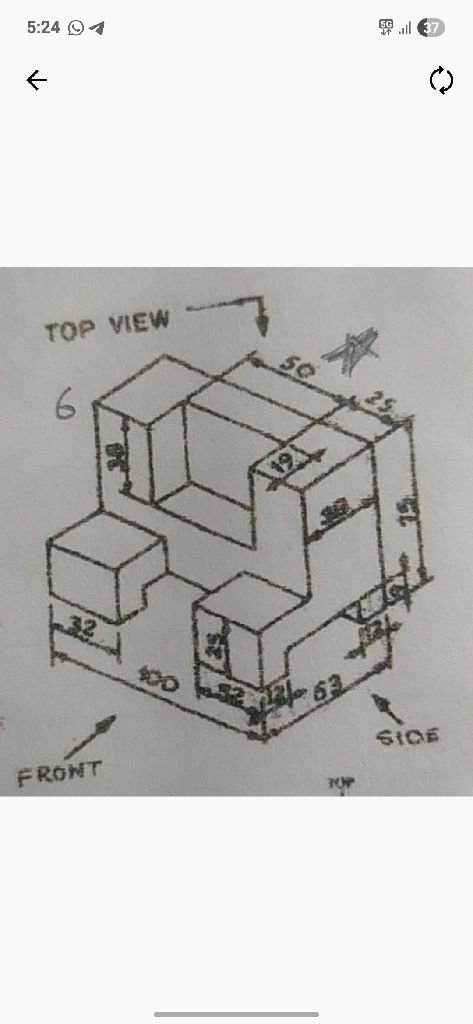 Make a proper image of the front and top view (orthographic projections)