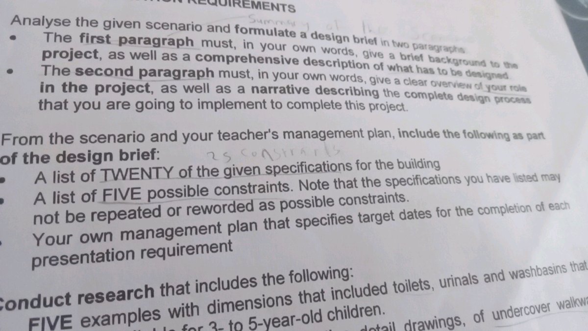 Analyse the given scenario and formulate a design brief in two paragraphs..