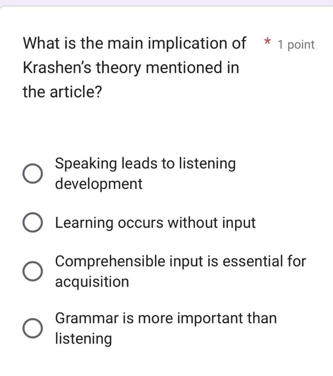 What is the main implication of Krashen's theory mentioned in the article..