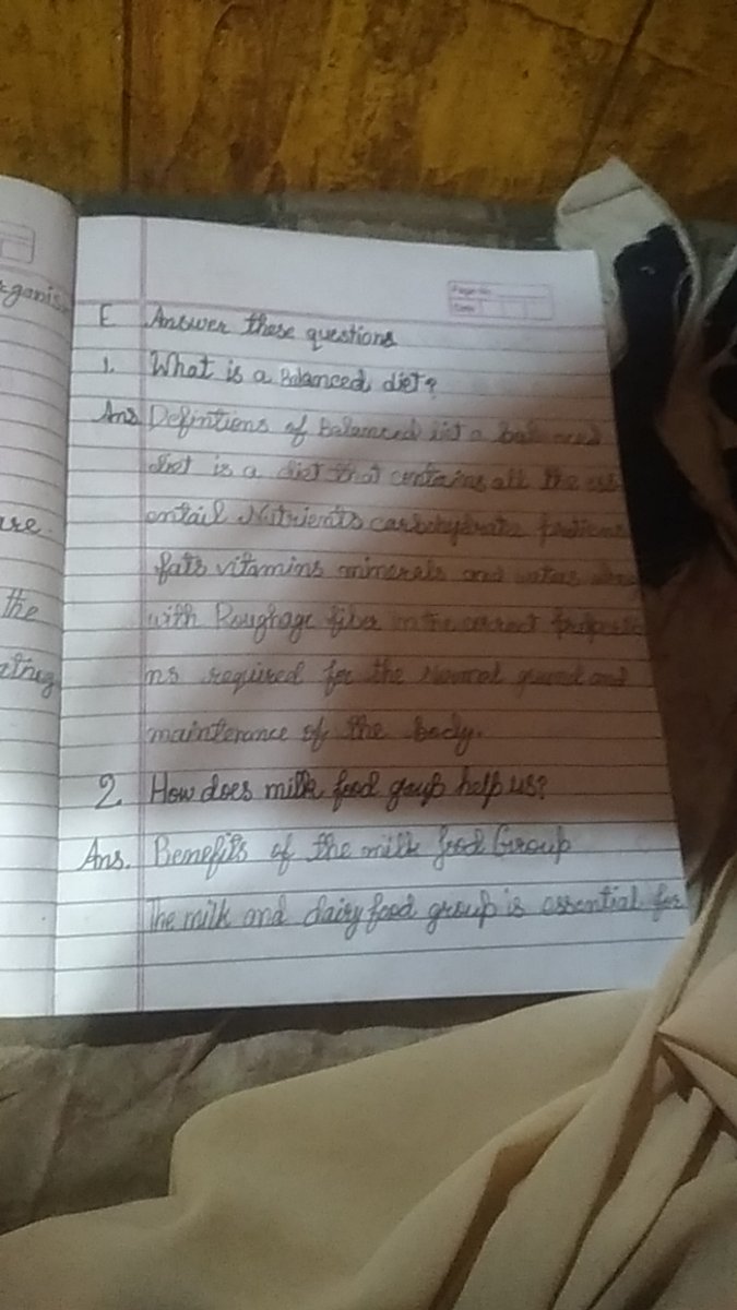 Answer these questions. What is a balanced diet? How does milk food gro..