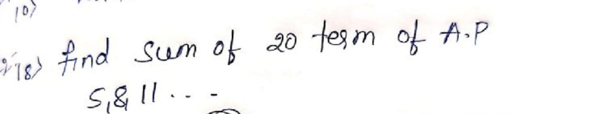 Find the sum of the first 20 terms of the A.P. 5, 8, 11, ... | Filo