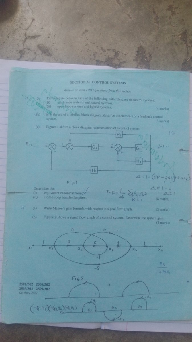 SECTION A: CONTROL SYSTEMS Answer at least TWO questions from this sectio..