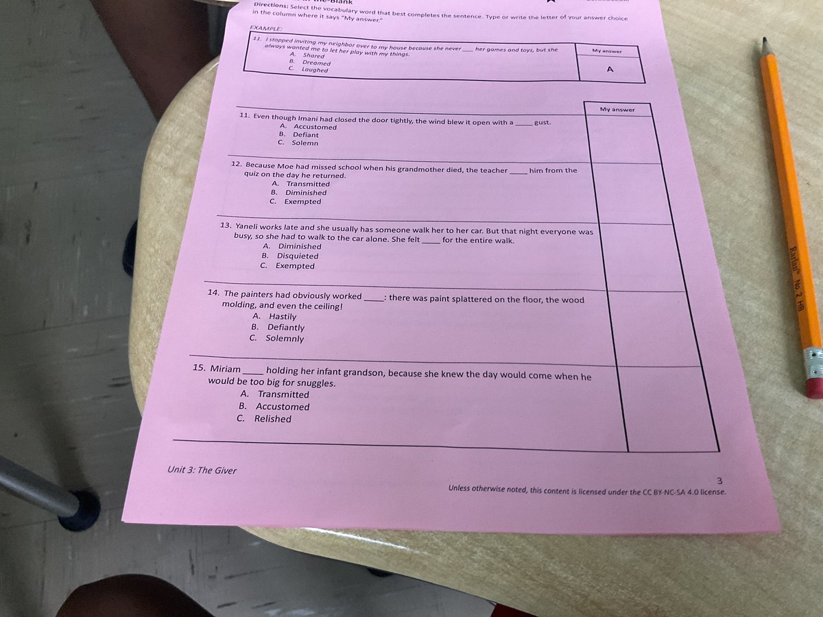 Directions: Select the vocabulary word that best completes the sentence.