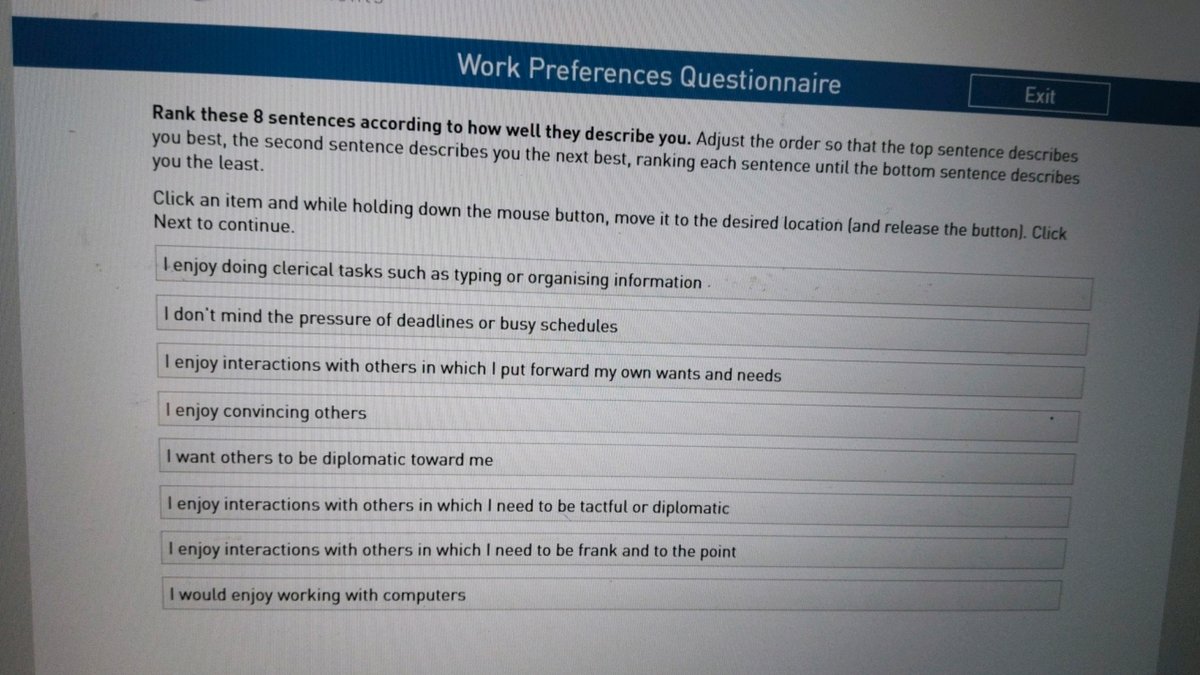 Rank these 8 sentences according to how well they describe you. Adjust th..