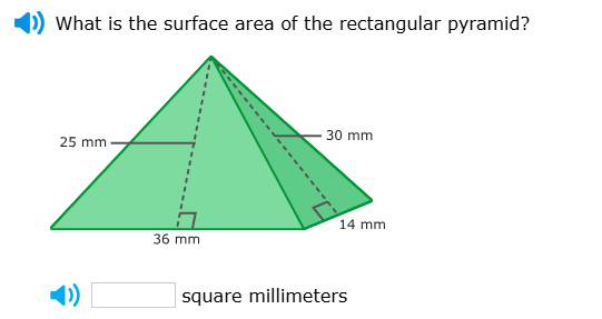 What is the surface area of the rectangular pyramid? Given a rectangular..