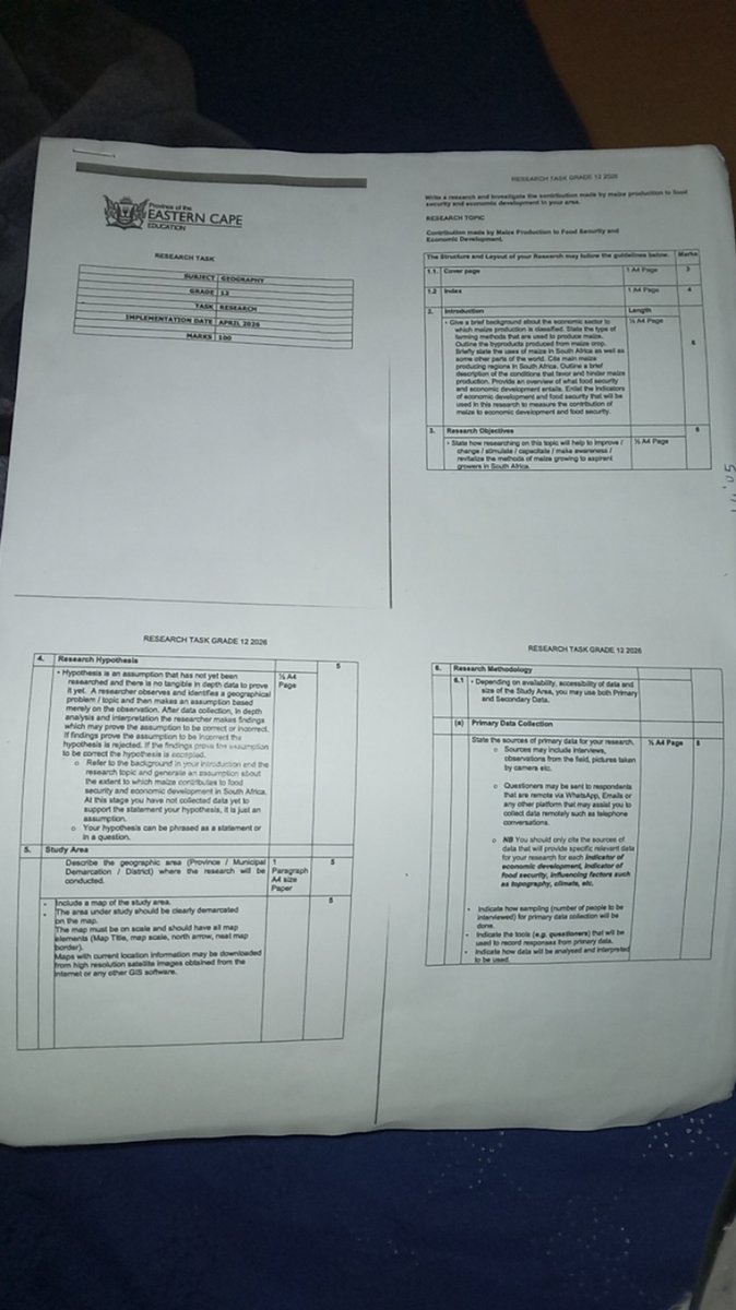 Here is a research task for Grade 12 Geography, focusing on the contribut..