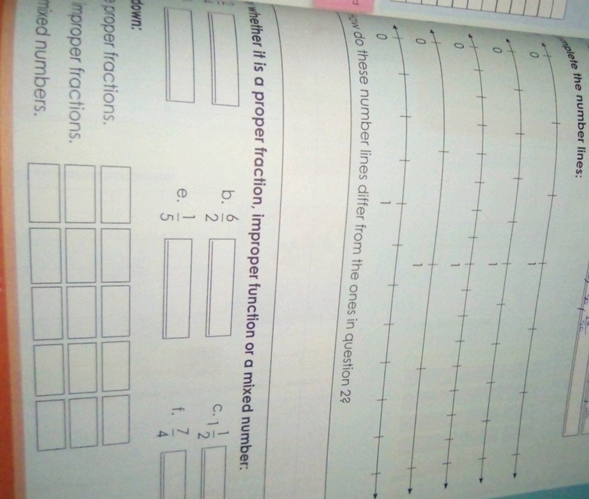 Complete the number lines: [Image of number lines with markings from 0 t..
