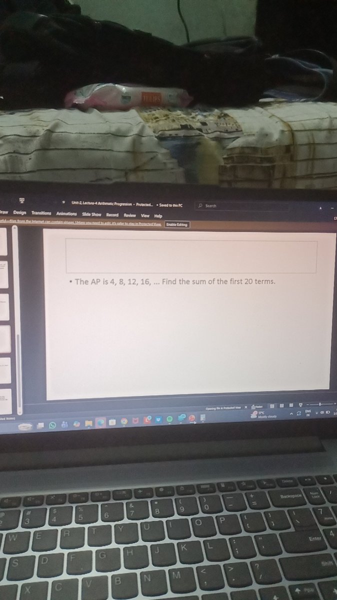 The AP is 4, 8, 12, 16, ... Find the sum of the first 20 terms. | Filo