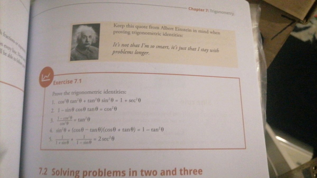 Prove the trigonometric identities: \cos^2 \theta \tan^2 \theta + \tan^2..