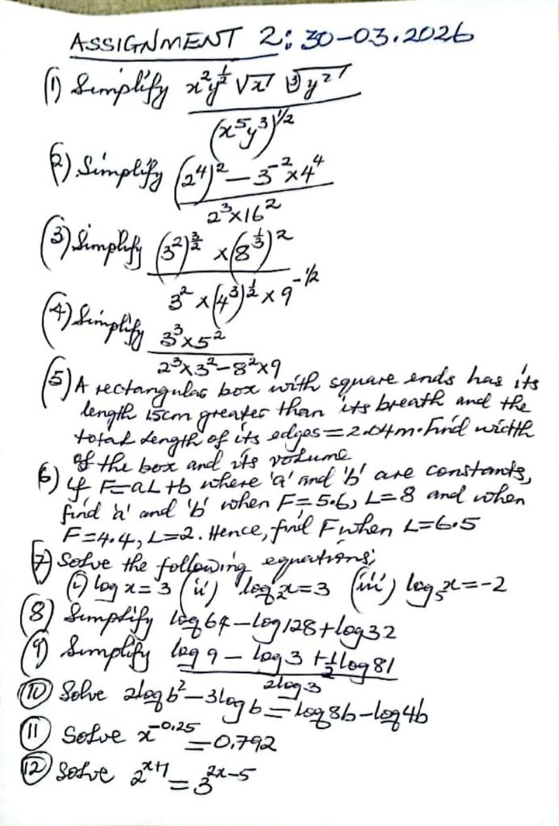 ASSIGNMENT 2: 30-03.2026 Simplify: (x^2 y^(1/2) sqrt(x) root(3)(y^7))