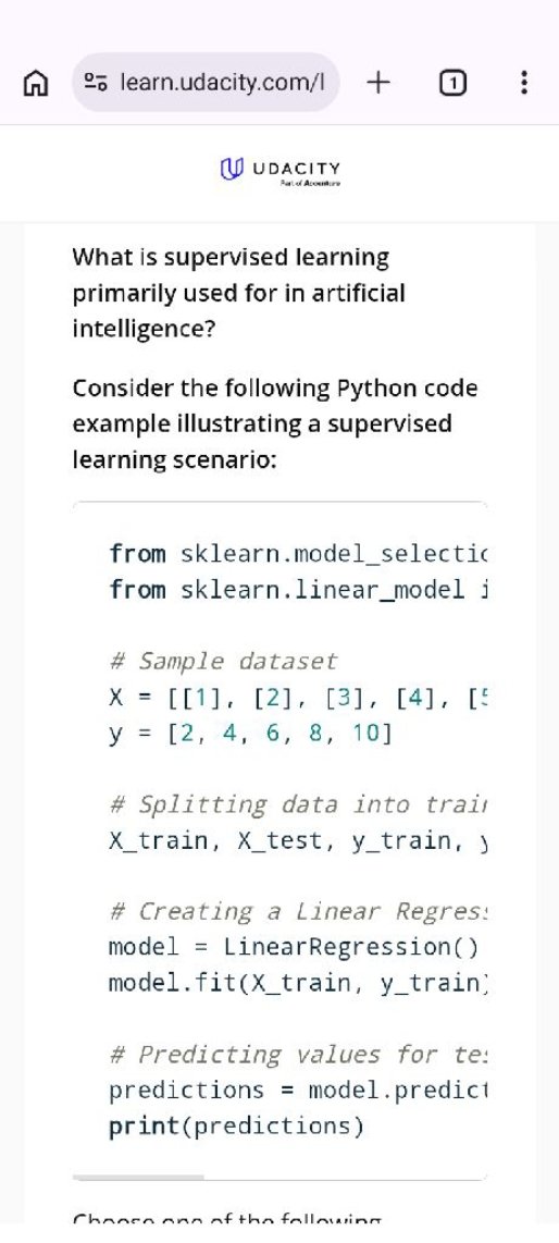 What is supervised learning primarily used for in artificial intelligence..