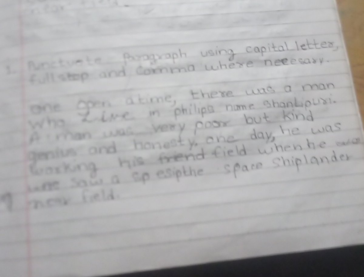 Punctuate the paragraph using capital letters, full stops, and commas whe..