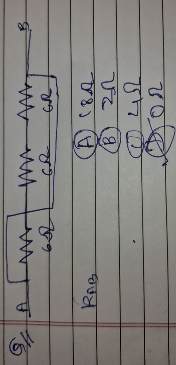 The image shows a circuit diagram with resistors. Calculate the equivalen..