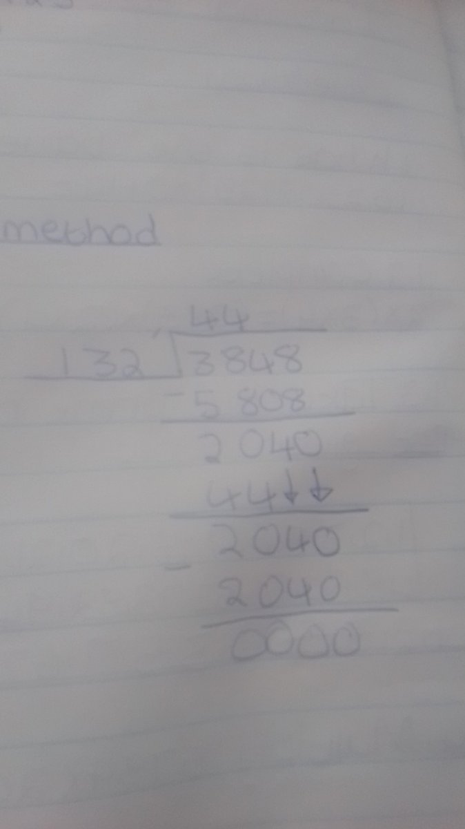 The image shows a long division problem. The problem is to divide 3848 by..