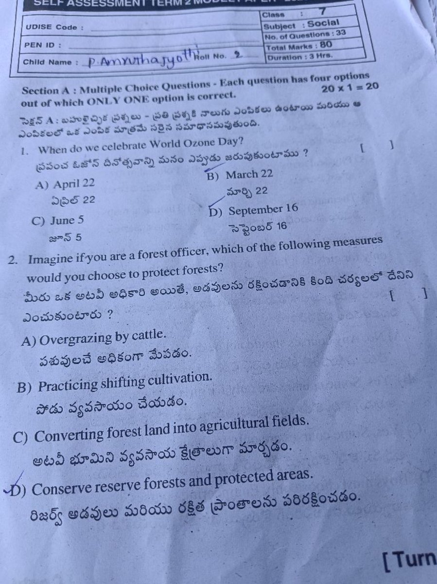 Section A: Multiple Choice Questions - Each question has four options out..