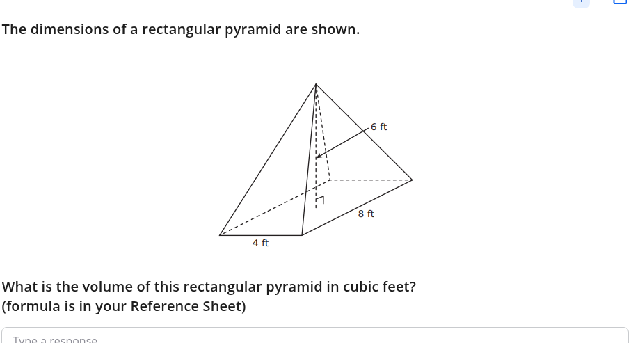 The dimensions of a rectangular pyramid are shown. What is the volume of..