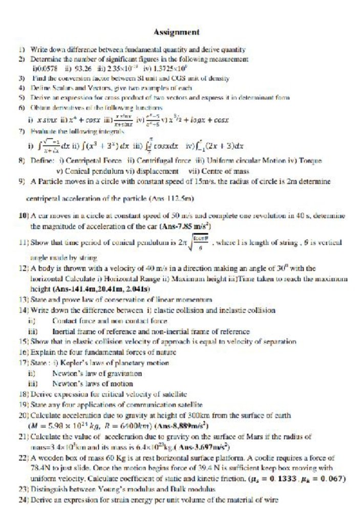 Assignment 1) Write down difference between fundamental quantity and der..