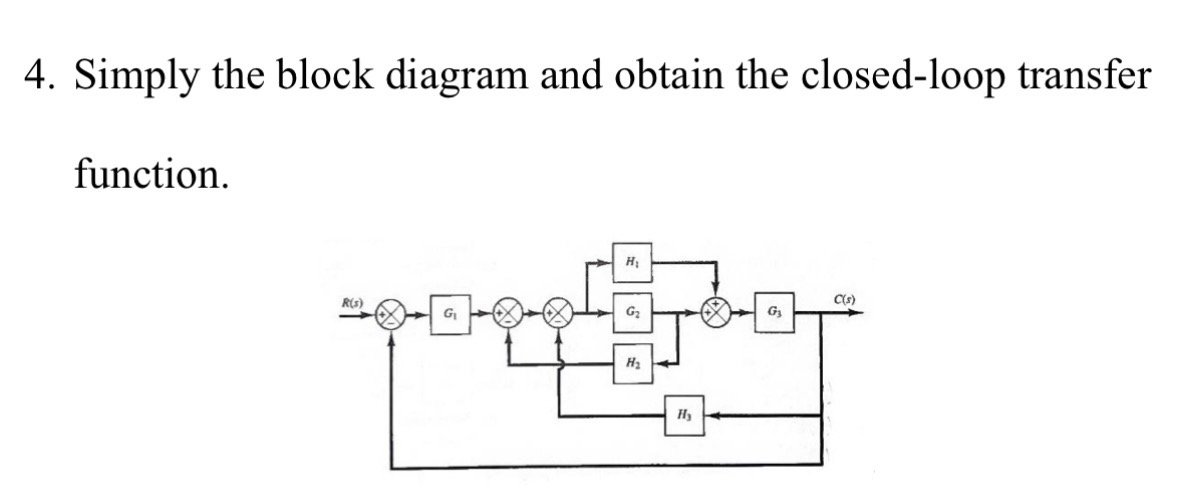 Simply the block diagram and obtain the closed-loop transfer function.