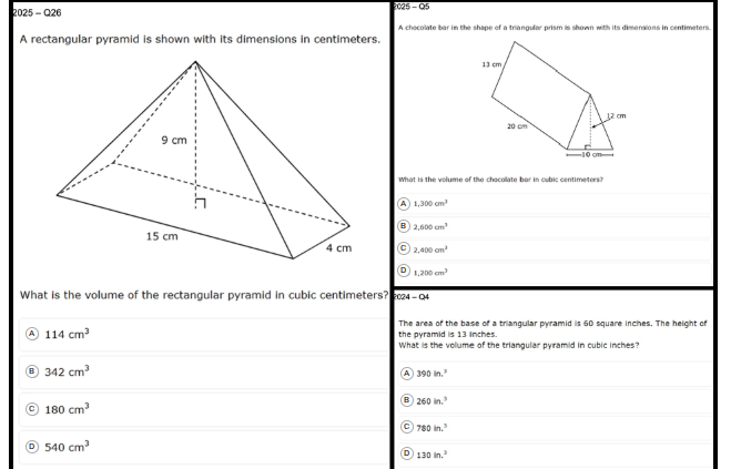 A rectangular pyramid is shown with its dimensions in centimeters. What