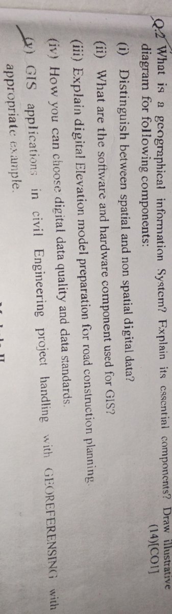 Q.2 What is a Geographical Information System? Explain its essential comp..