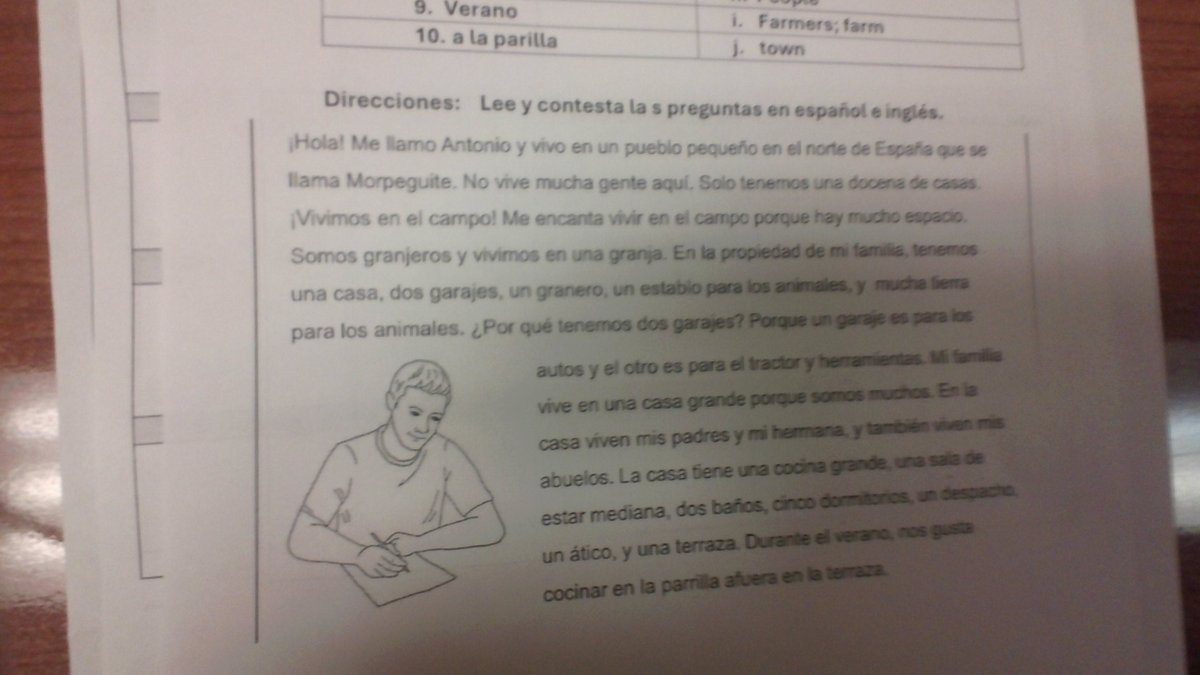 Direcciones: Lee y contesta las preguntas en español e inglés. ¡Hola! Me..