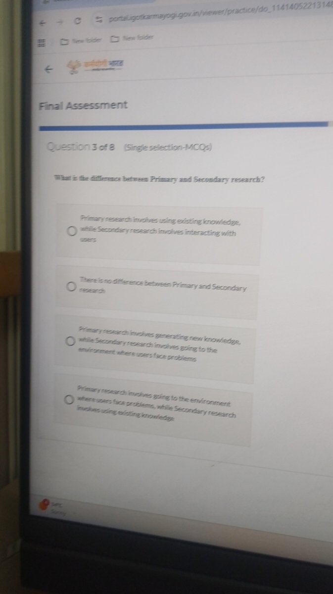 What is the difference between Primary and Secondary research? A. Primar..