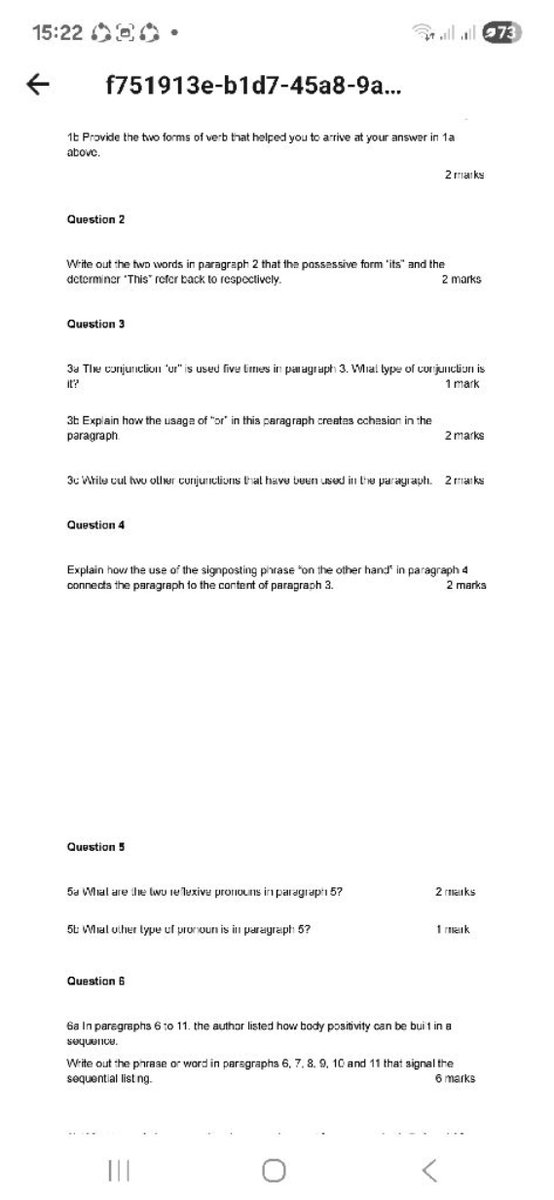 1b Provide the two forms of verb that helped you to arrive at your answer..