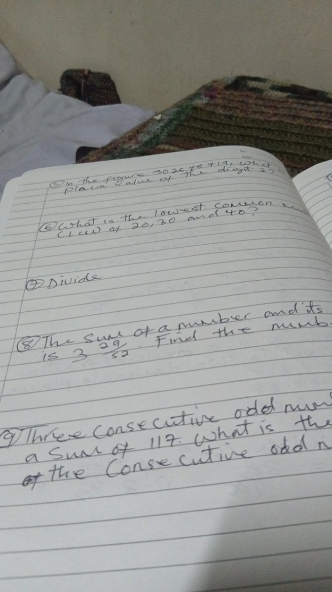 Here are a few math questions: In the figure 302645719, what is the plac..