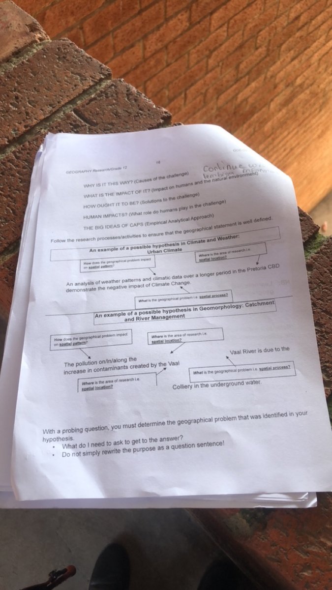 GEOGRAPHY Research/Grade 12 WHY IS IT THIS WAY? (Causes of the challenge..