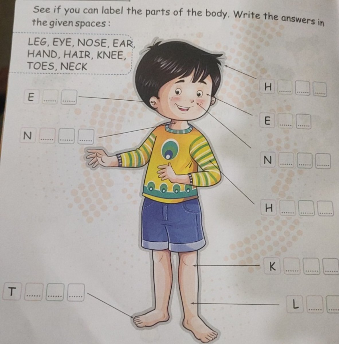 See if you can label the parts of the body. Write the answers in the give..
