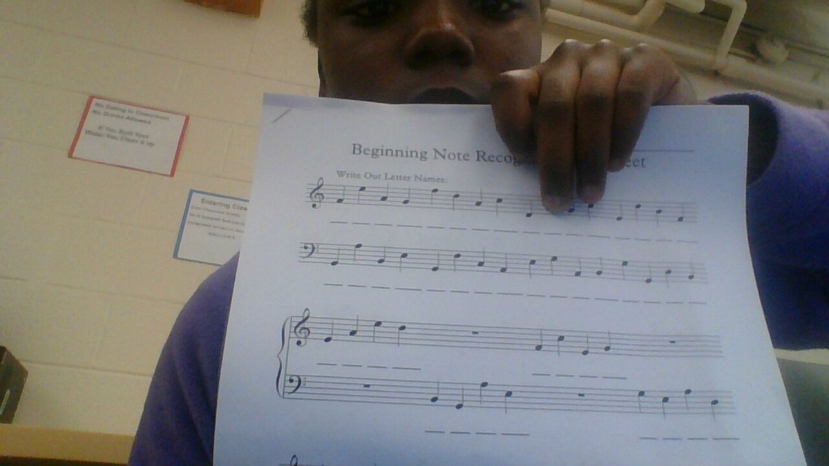 Beginning Note Recognition Sheet Write Out Letter Names: Image of music..