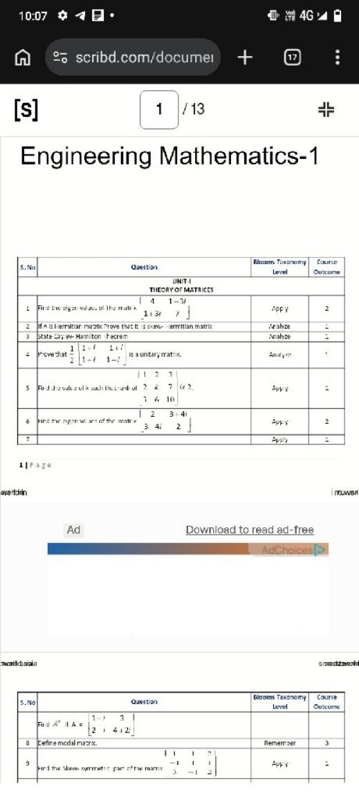 Here are some questions from "Engineering Mathematics-1", Unit-I: Theory
