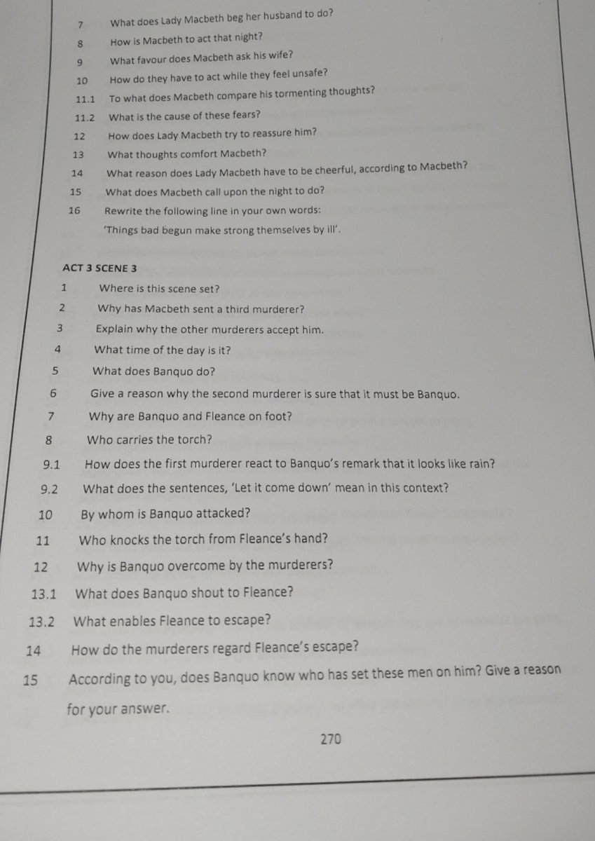 Here are a series of questions related to Act 3, Scene 3 of Macbeth: ACT..