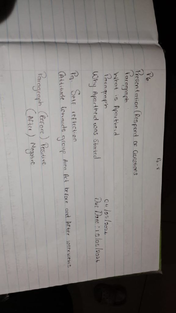 P6-8 P6 Presentation (Respond to Questions) Paragraph What is Apartheid...