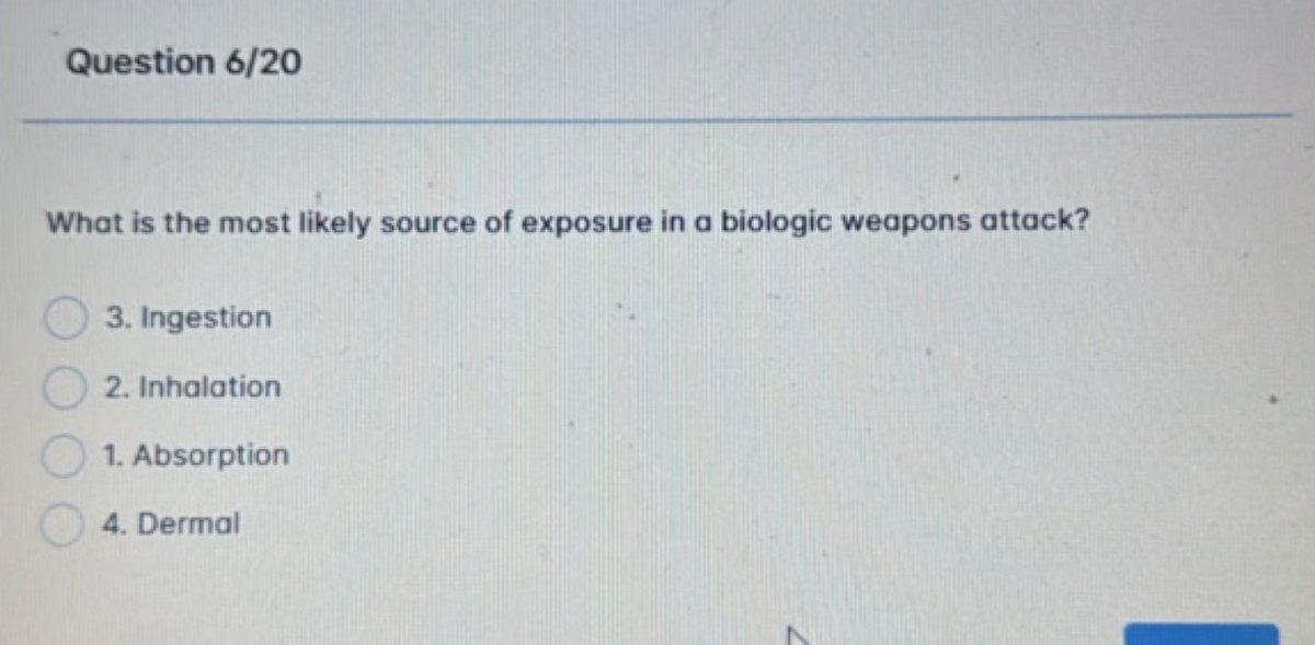 What is the most likely source of exposure in a biologic weapons attack?