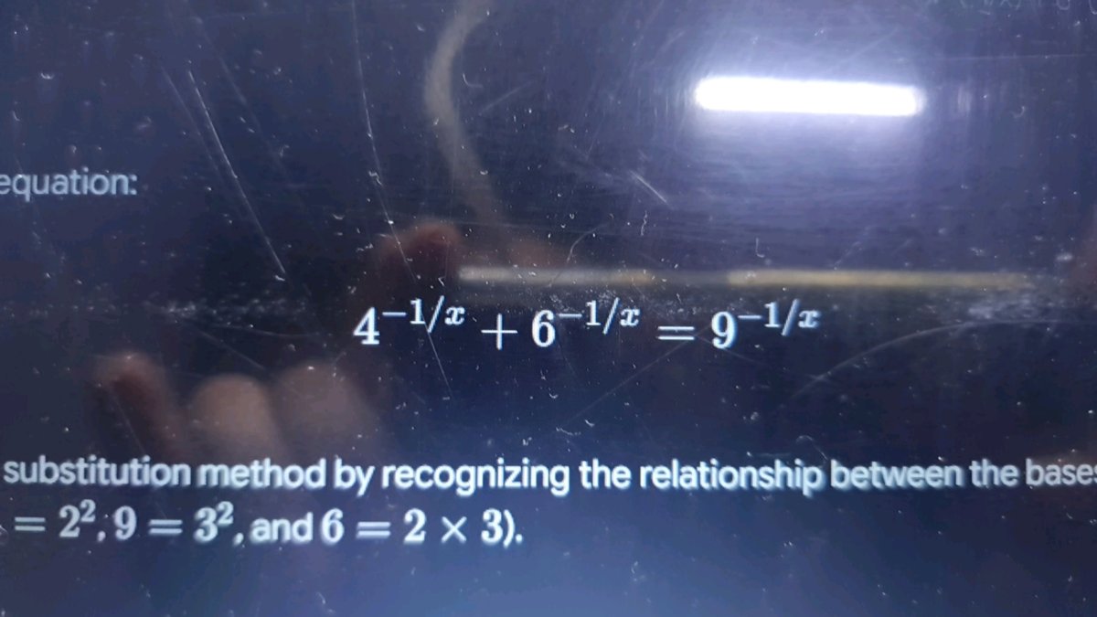 Solve the equation using the substitution method by recognizing the relat..