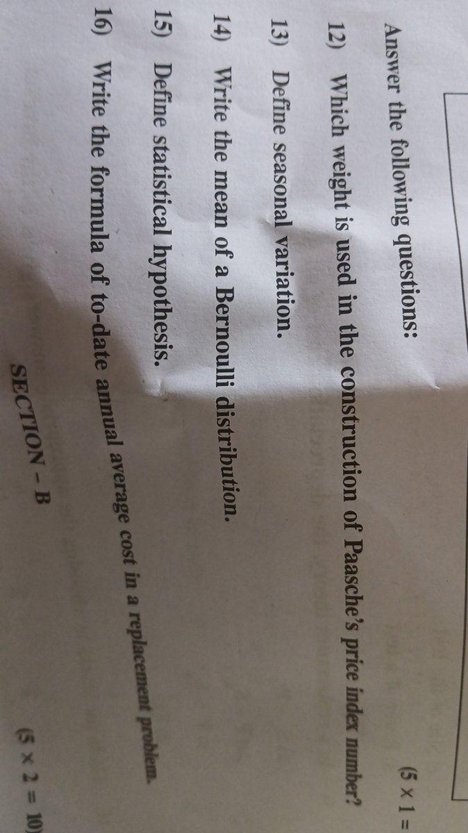 Answer the following questions: 12) Which weight is used in the construc..
