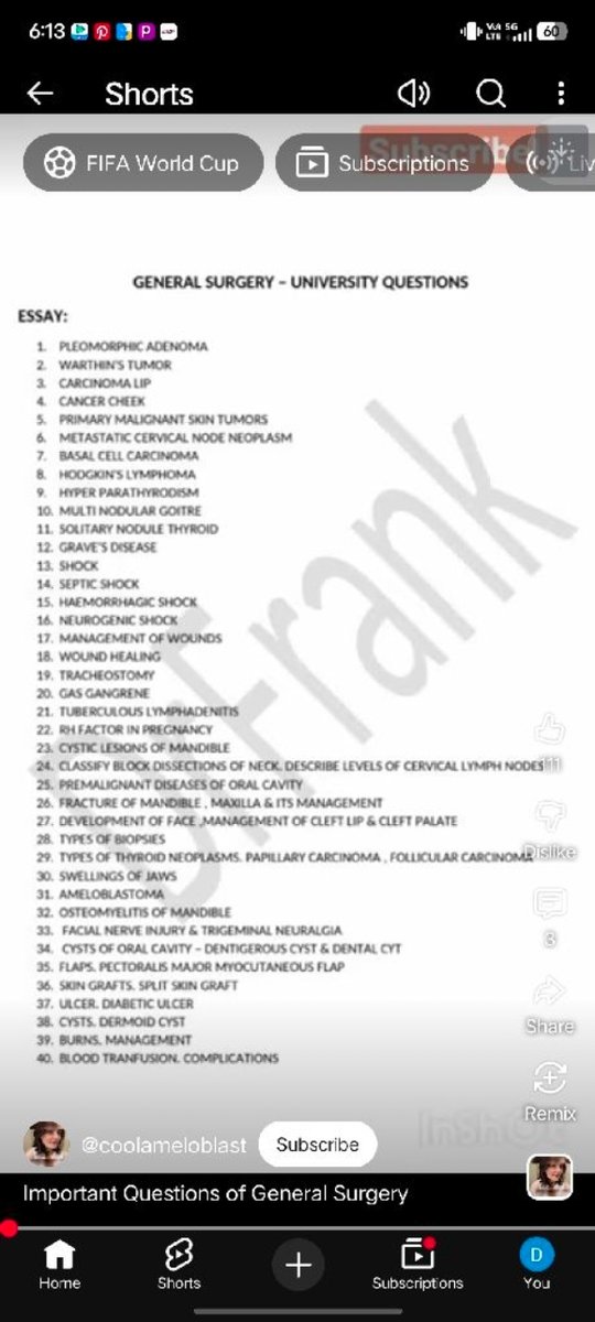 GENERAL SURGERY - UNIVERSITY QUESTIONS ESSAY: PLEOMORPHIC ADENOMA WARTHI..