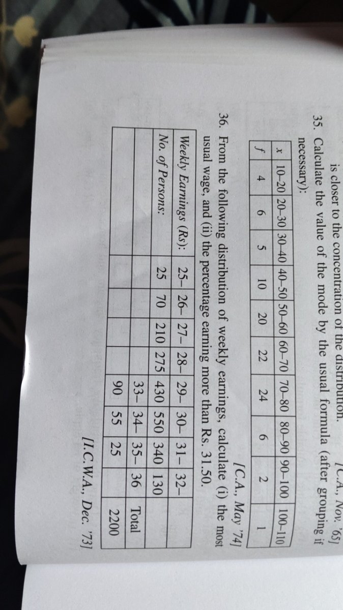 Calculate the value of the mode by the usual formula (after grouping if n..